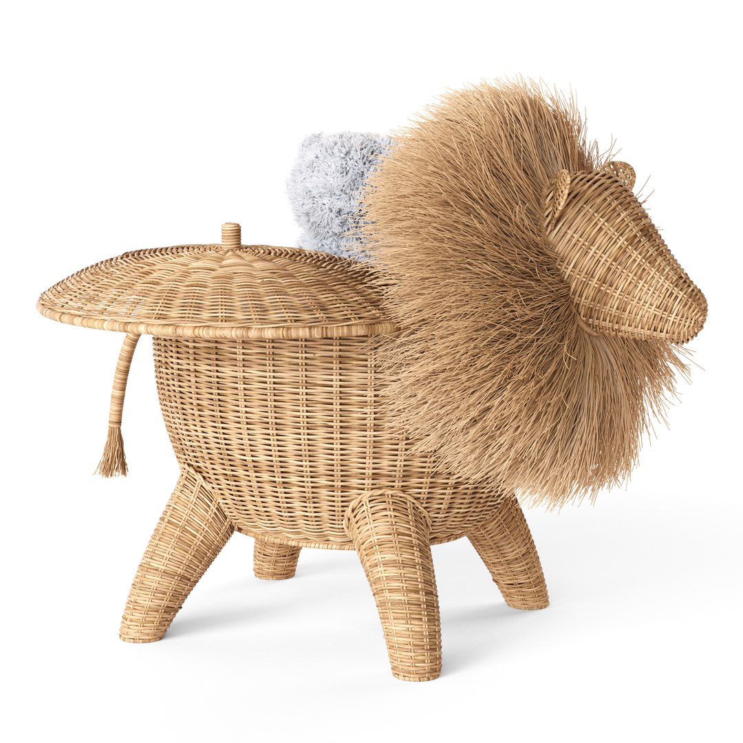 3D Model RATTAN ANIMAL BASKET LION - TurboSquid 2416144