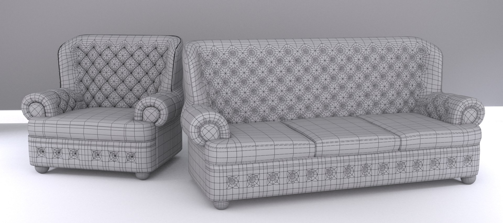 3d Model Of Realistic Chesterfield Furniture