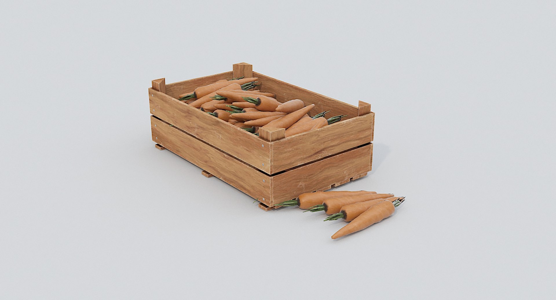 3D Wooden Crate And Carrots - TurboSquid 1736282