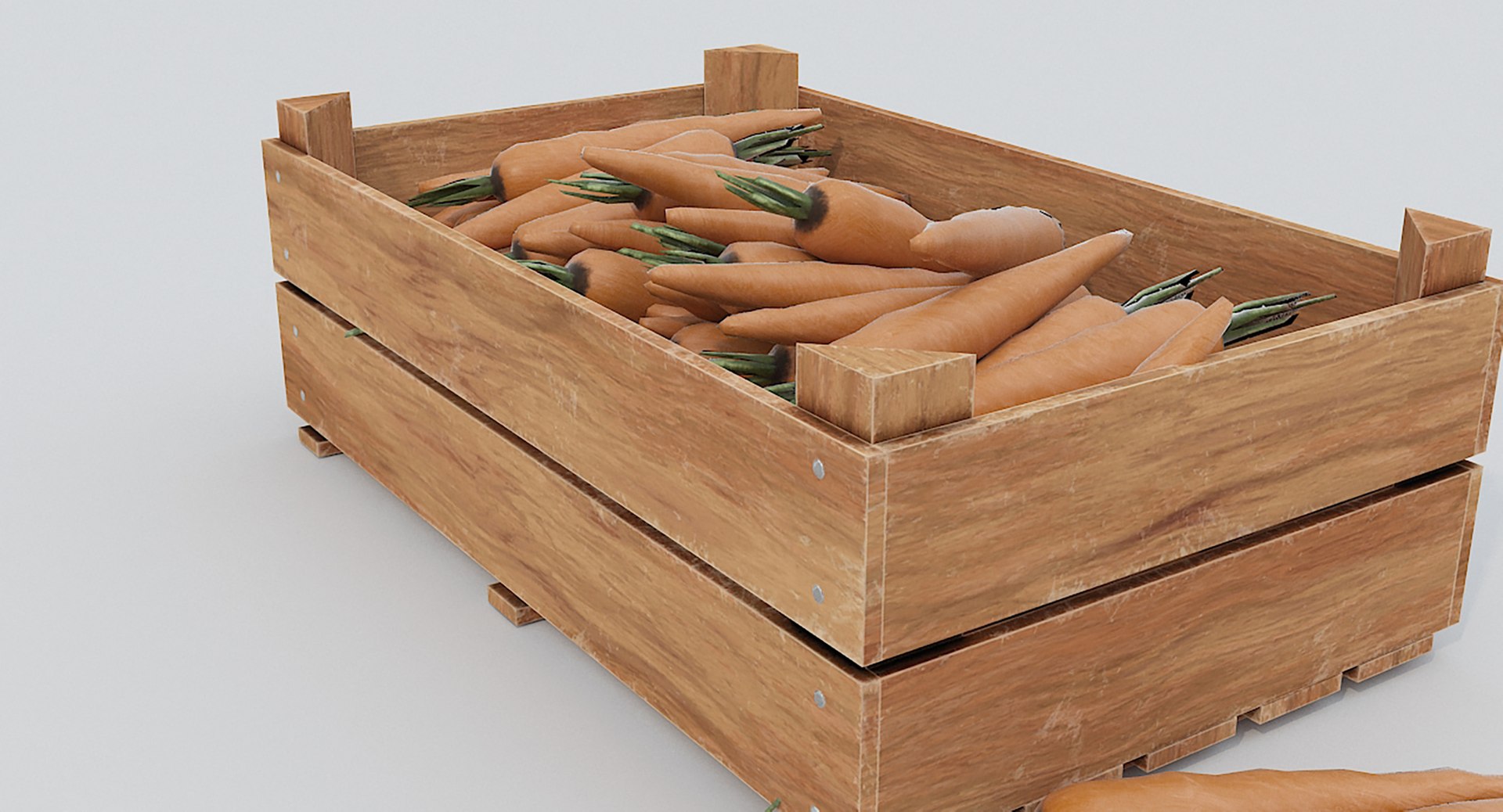 3D Wooden Crate And Carrots - TurboSquid 1736282
