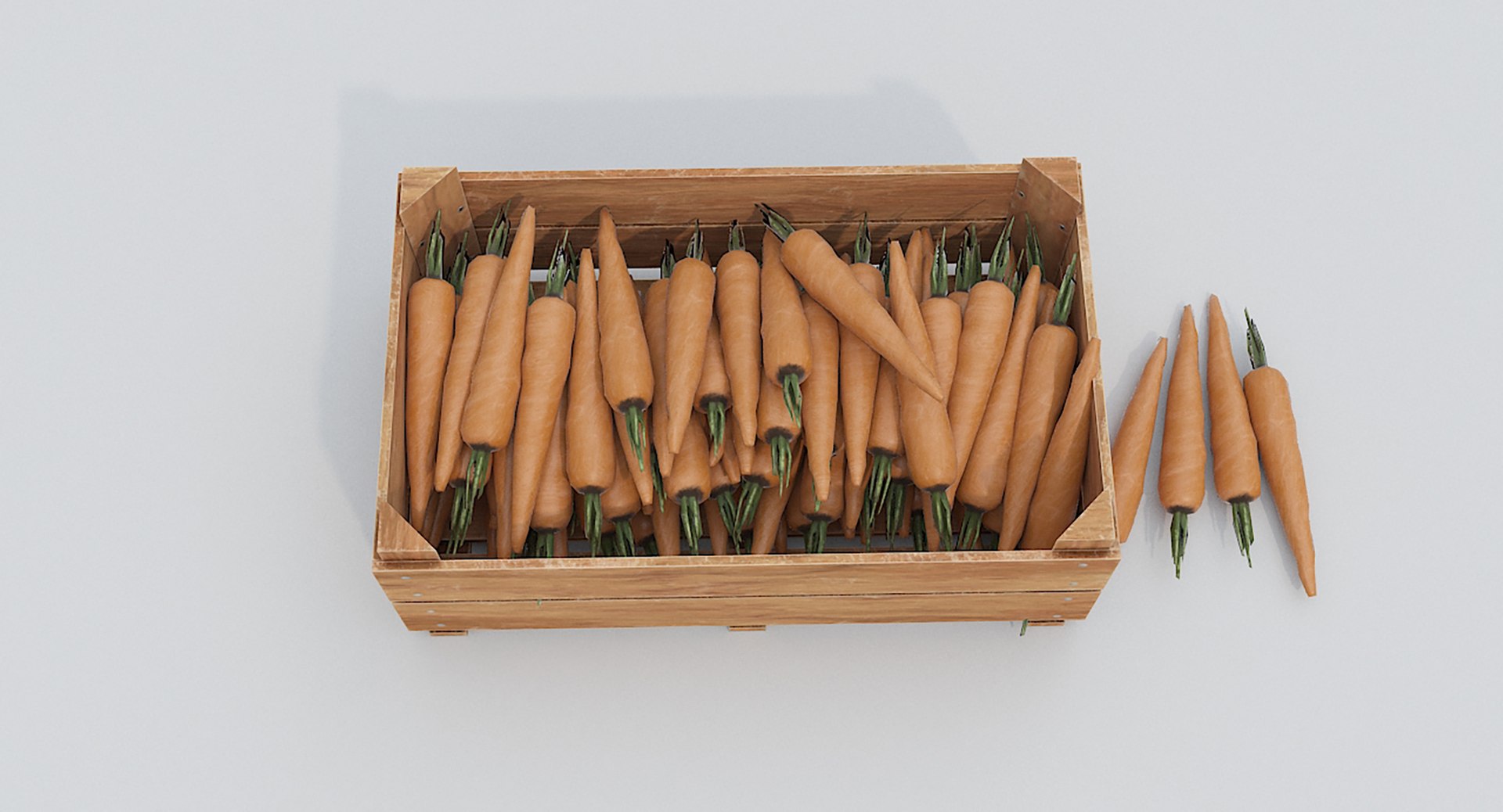 3D Wooden Crate And Carrots - TurboSquid 1736282