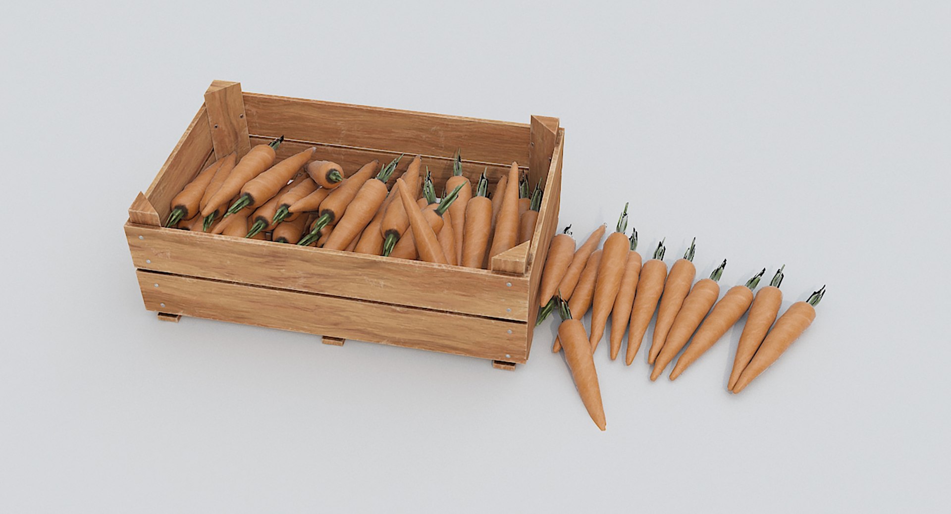 3D Wooden Crate And Carrots - TurboSquid 1736282