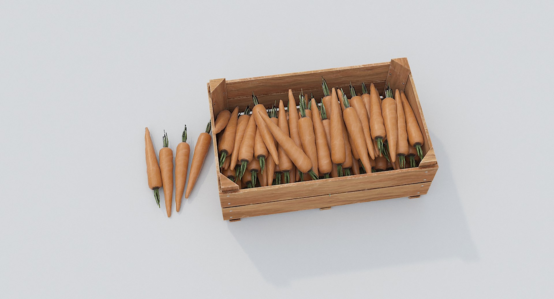 3D Wooden Crate And Carrots - TurboSquid 1736282