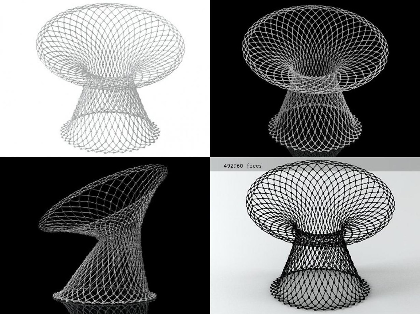 White fishnet chair 3D model - TurboSquid 1189442