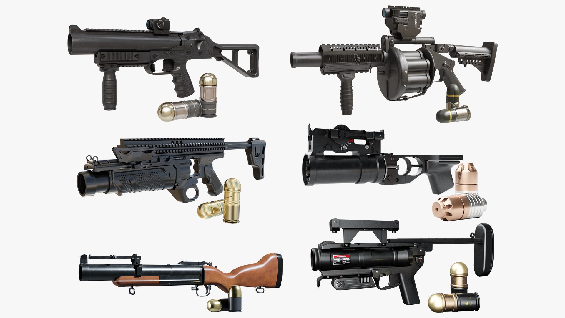 6 Grenade Launcher Black All PBR Unity UE Textures Included 3D ...