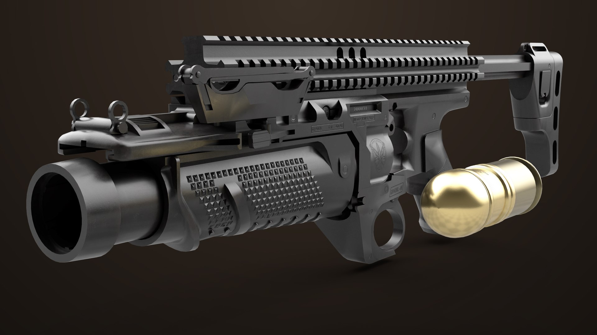 6 Grenade Launcher Black All PBR Unity UE Textures Included 3D ...