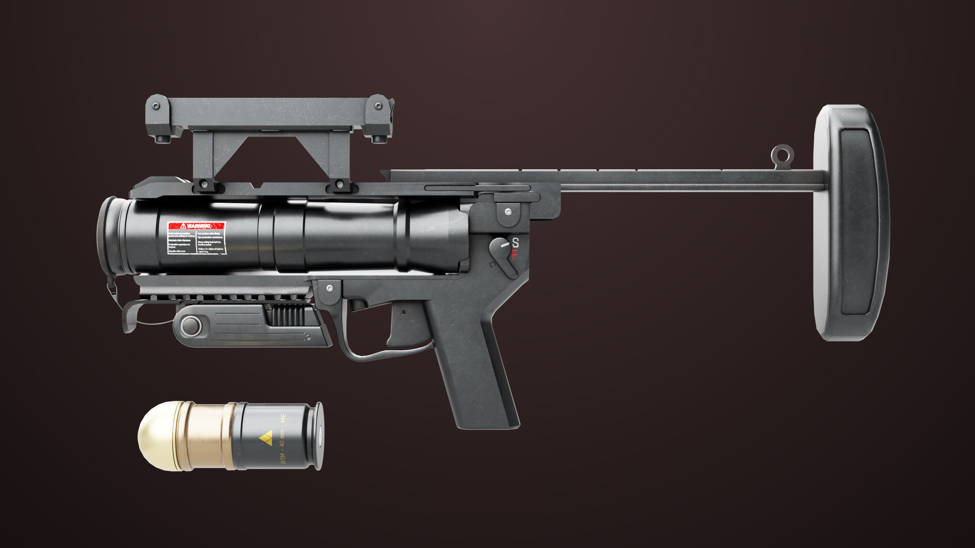 6 Grenade Launcher Black All PBR Unity UE Textures Included 3D ...