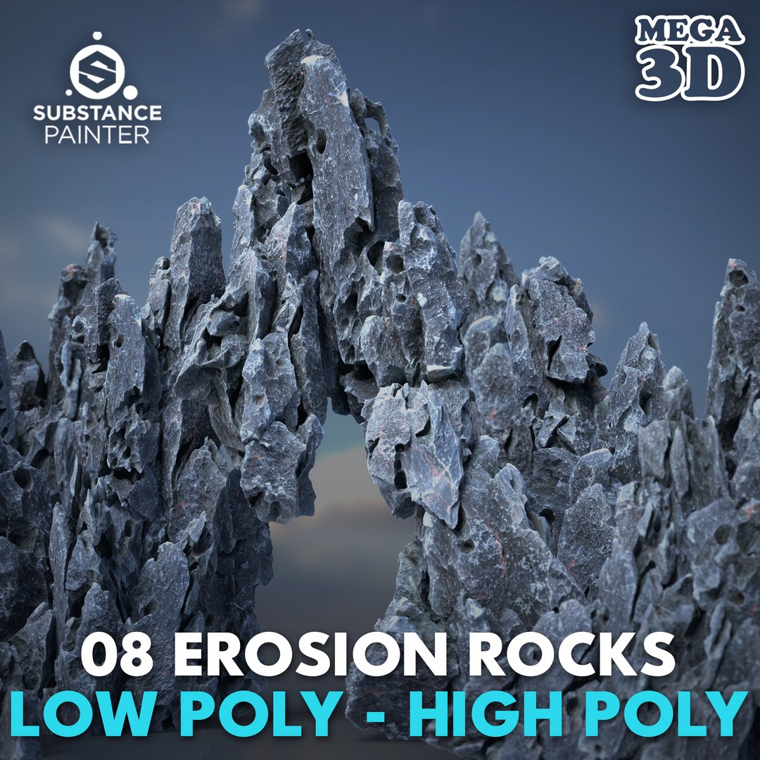 8 Low poly PBR Erosion Rocks model - TurboSquid 2161712