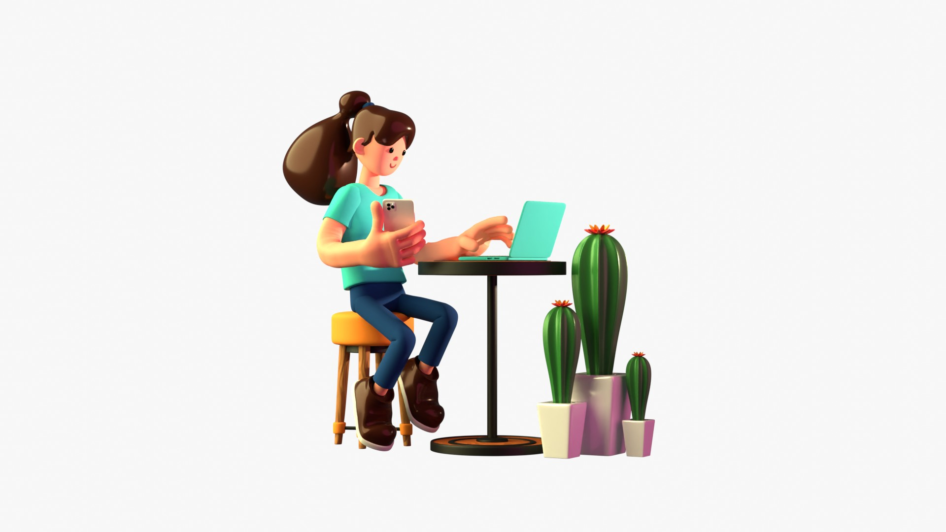 3D Model Woman Working From Home - TurboSquid 2247641