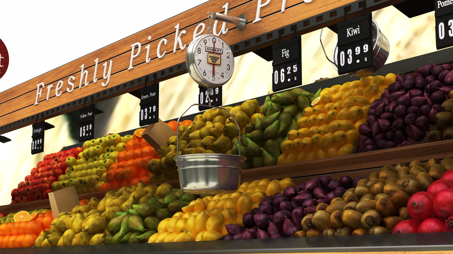 3D fruit vegatables display stand model - TurboSquid 1601577