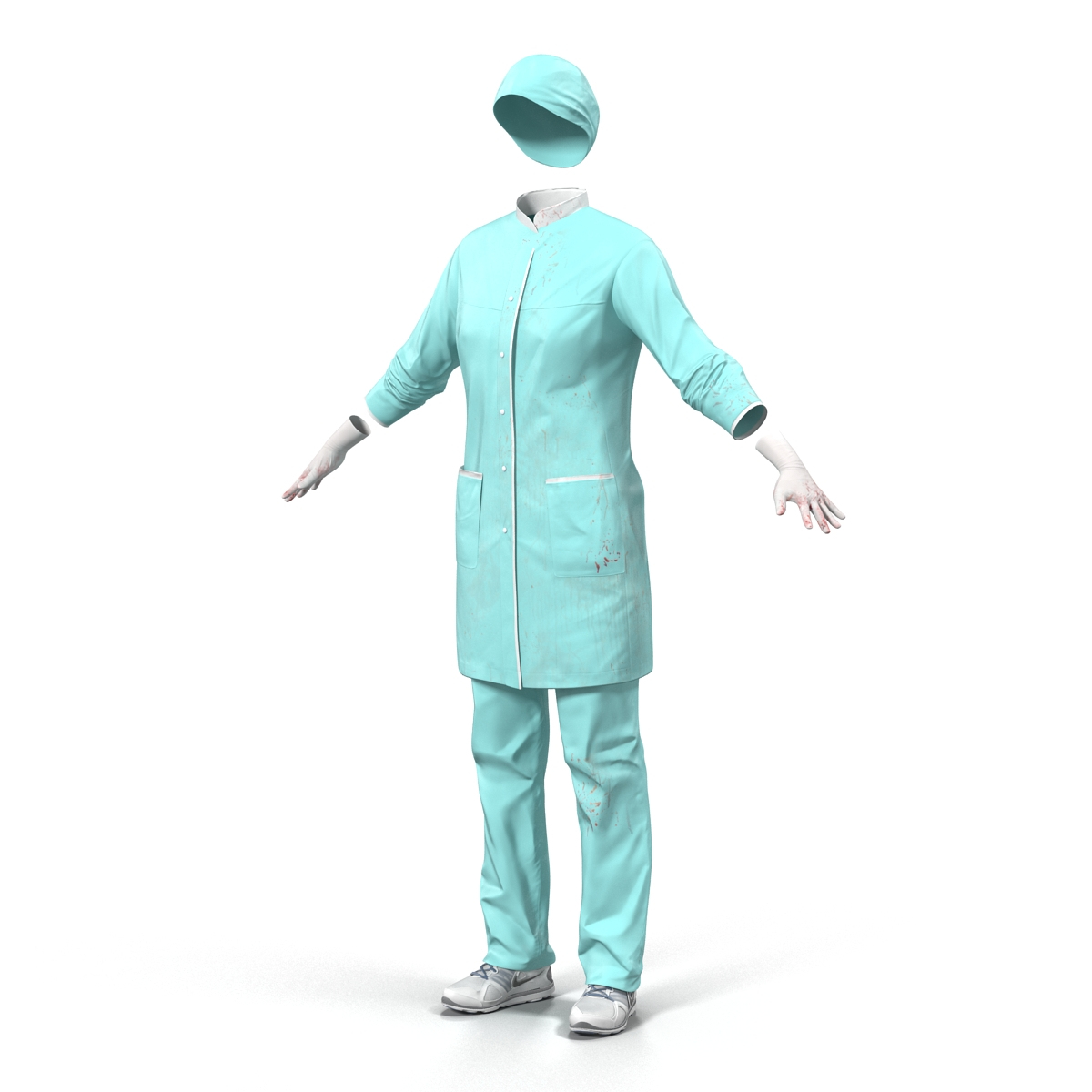 female surgeon dress blood 3d max