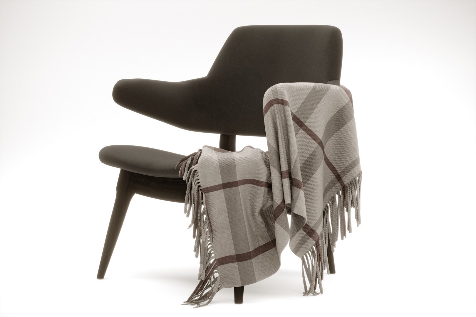 3D model Curved Back Armchair with throw - TurboSquid 1952786