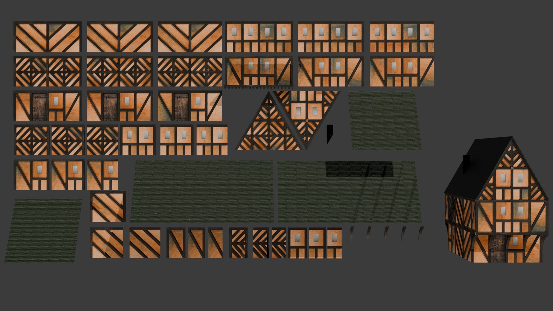 3D Model Western European Medieval Timber Framed Building Kit ...