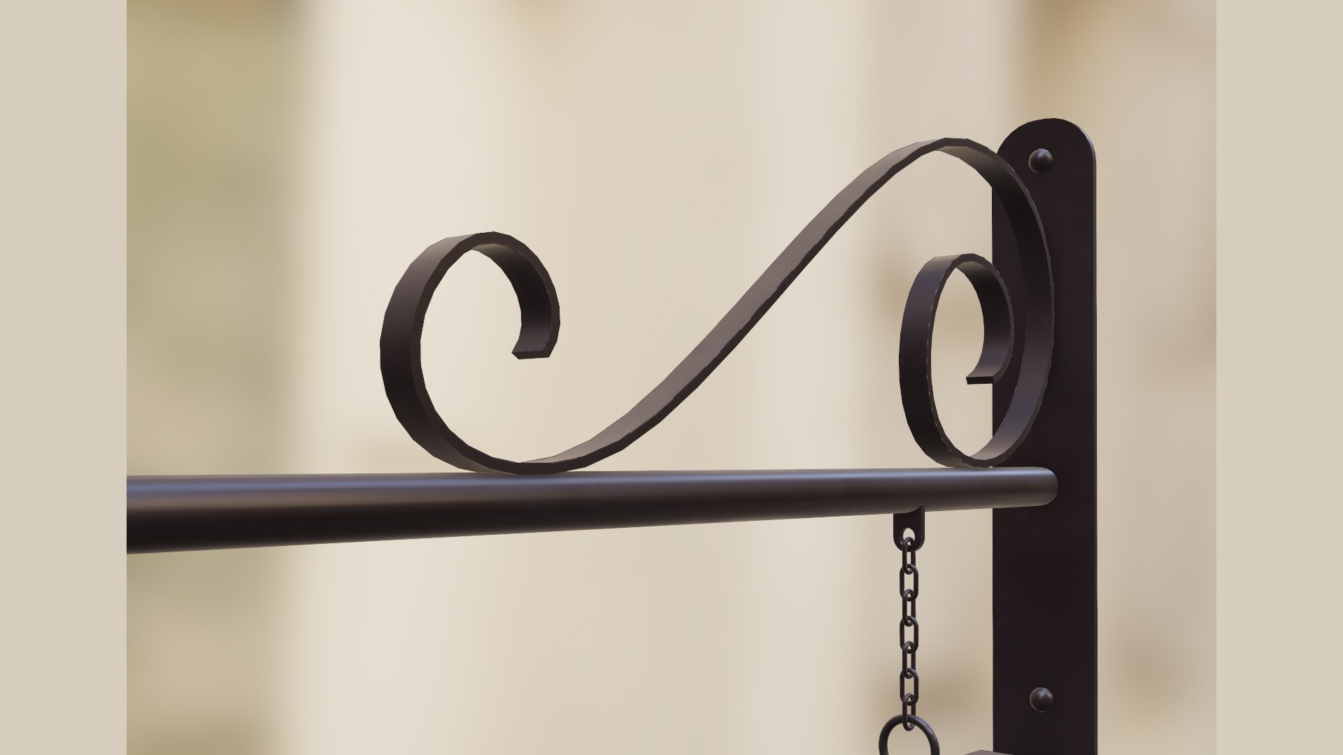 Black Curved Hanging Sign With Chain 3D Model - TurboSquid 2279188