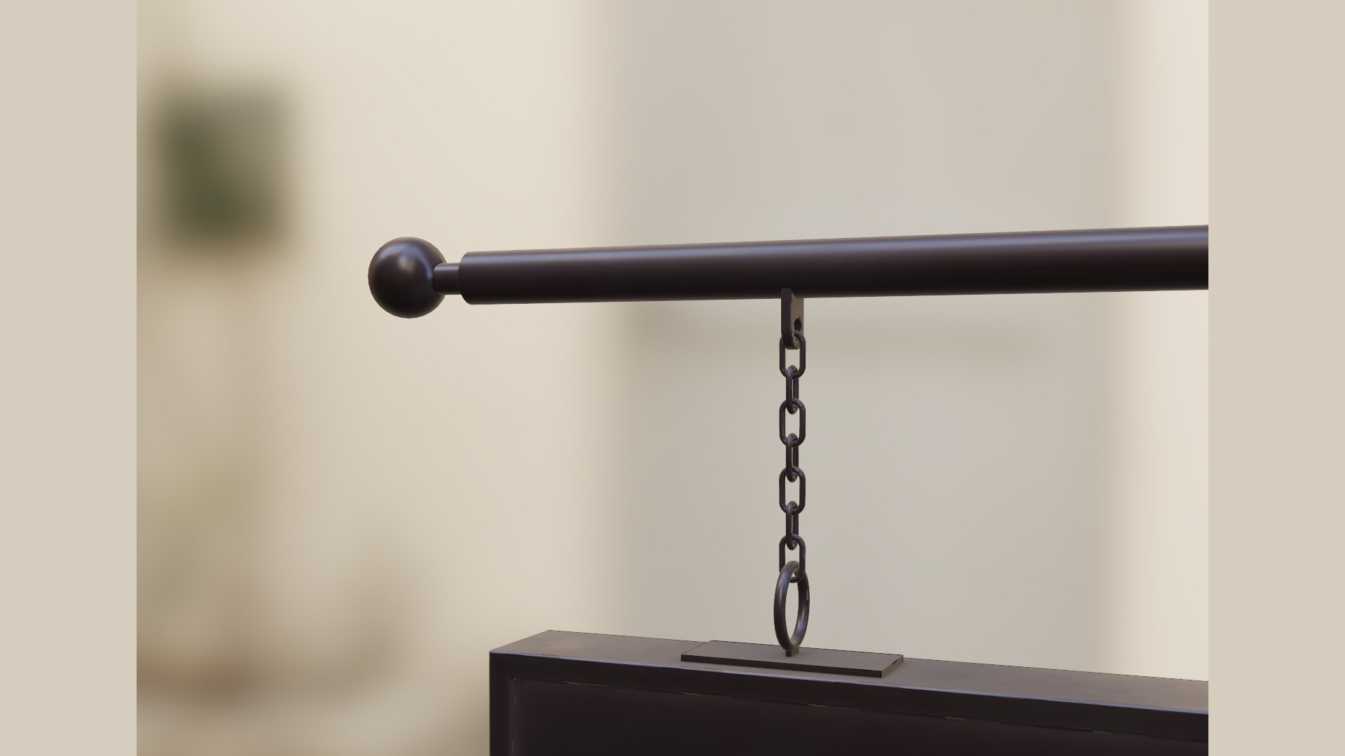 Black Curved Hanging Sign With Chain 3D Model - TurboSquid 2279188