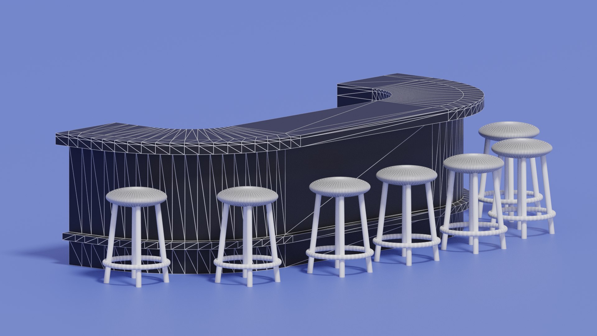 Cartoon Pub Bar And Stools 3D Model - TurboSquid 2314987