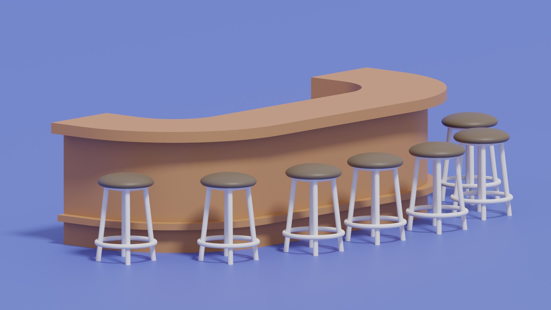 Cartoon Pub Bar And Stools 3D Model - TurboSquid 2314987