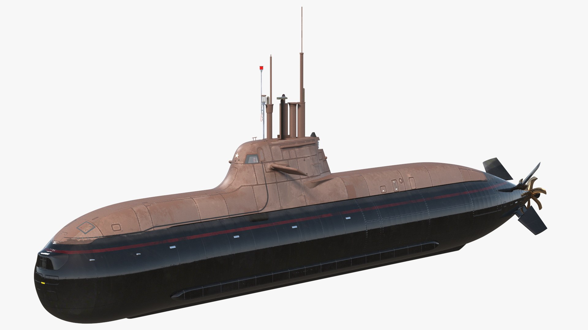 Diesel Submarine HDW Class 212A Half Wet Rigged For Cinema 4D 3D ...