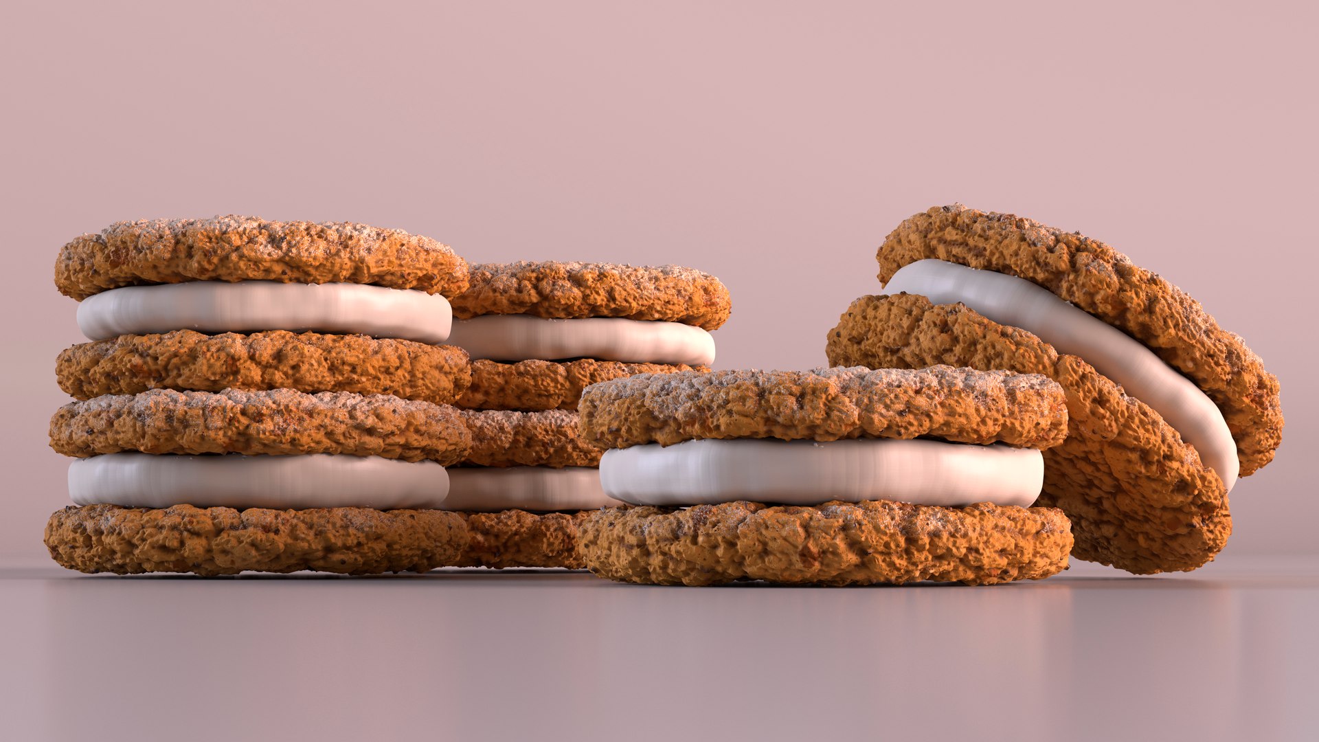 Oatmeal Sandwich Cookies With Filling 3D model - TurboSquid 2167722