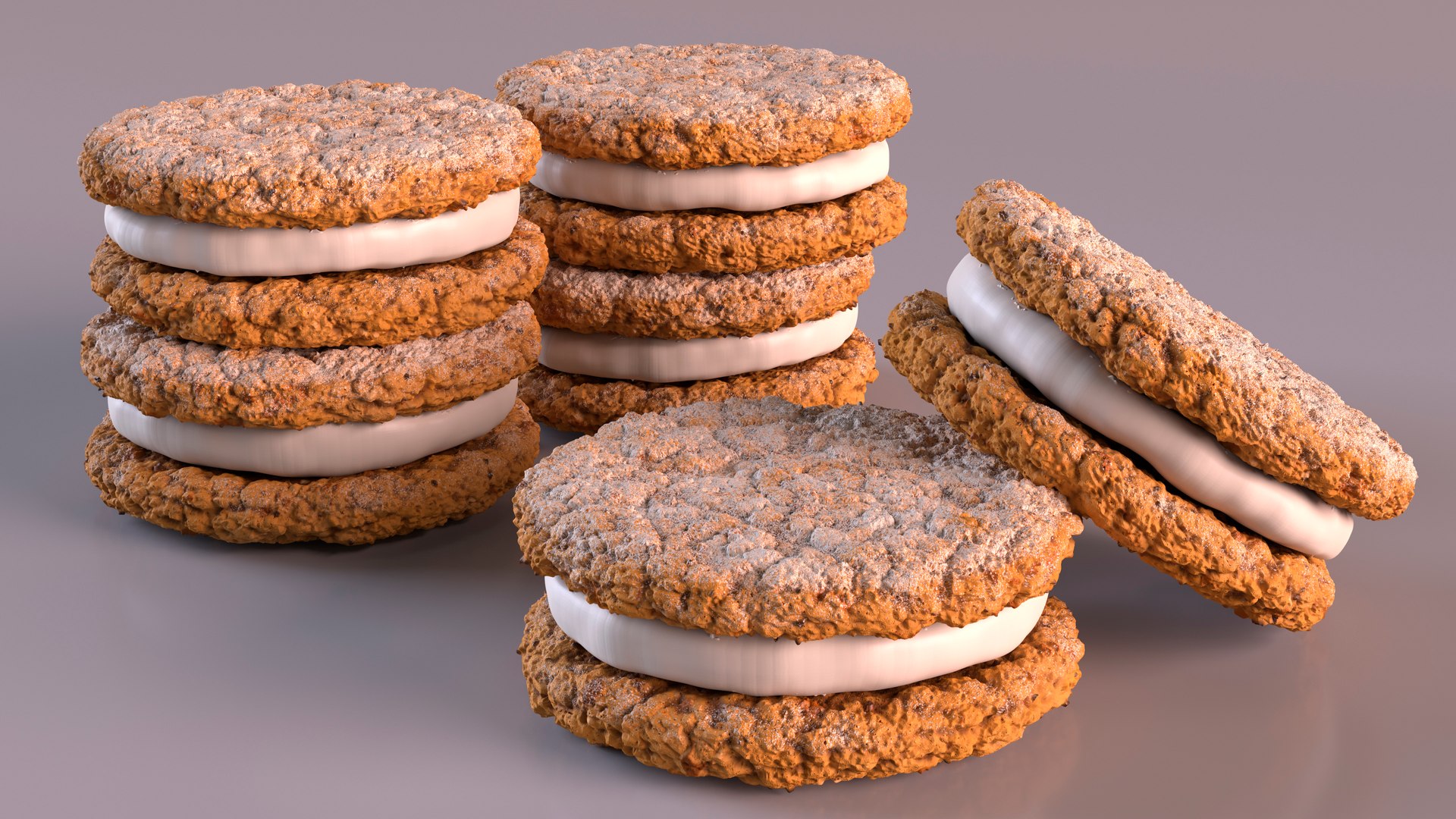 Oatmeal Sandwich Cookies With Filling 3D model - TurboSquid 2167722