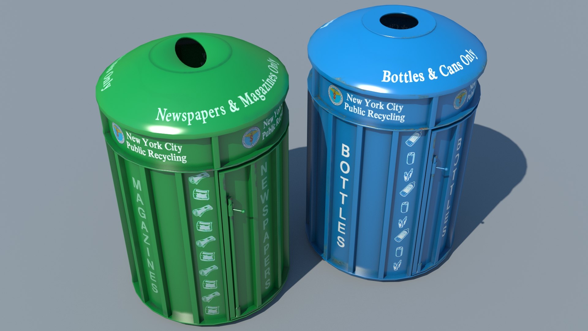 Recycling Bins Public 3D Model - TurboSquid 1255030