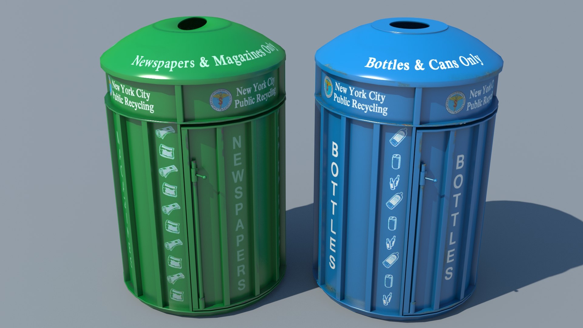 Recycling Bins Public 3D Model - TurboSquid 1255030