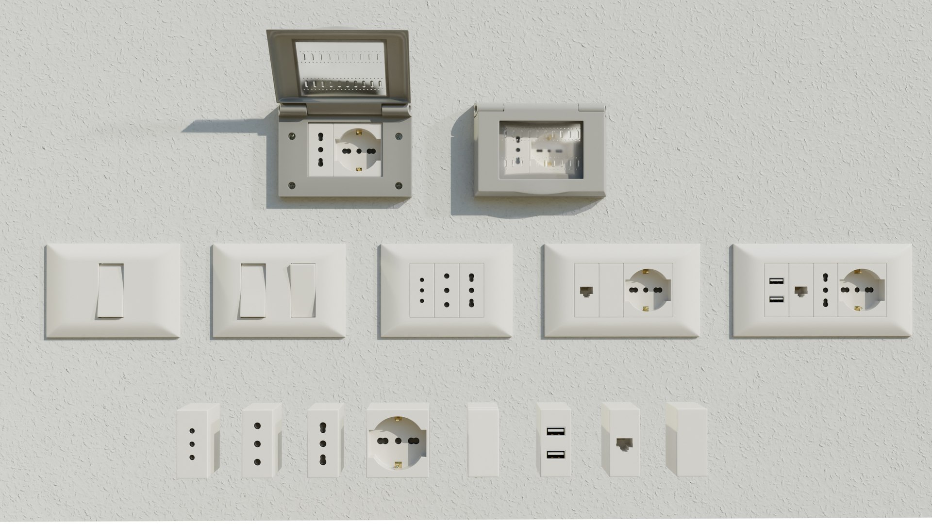 Italian Electrical Sockets Collection Model - TurboSquid 2056644