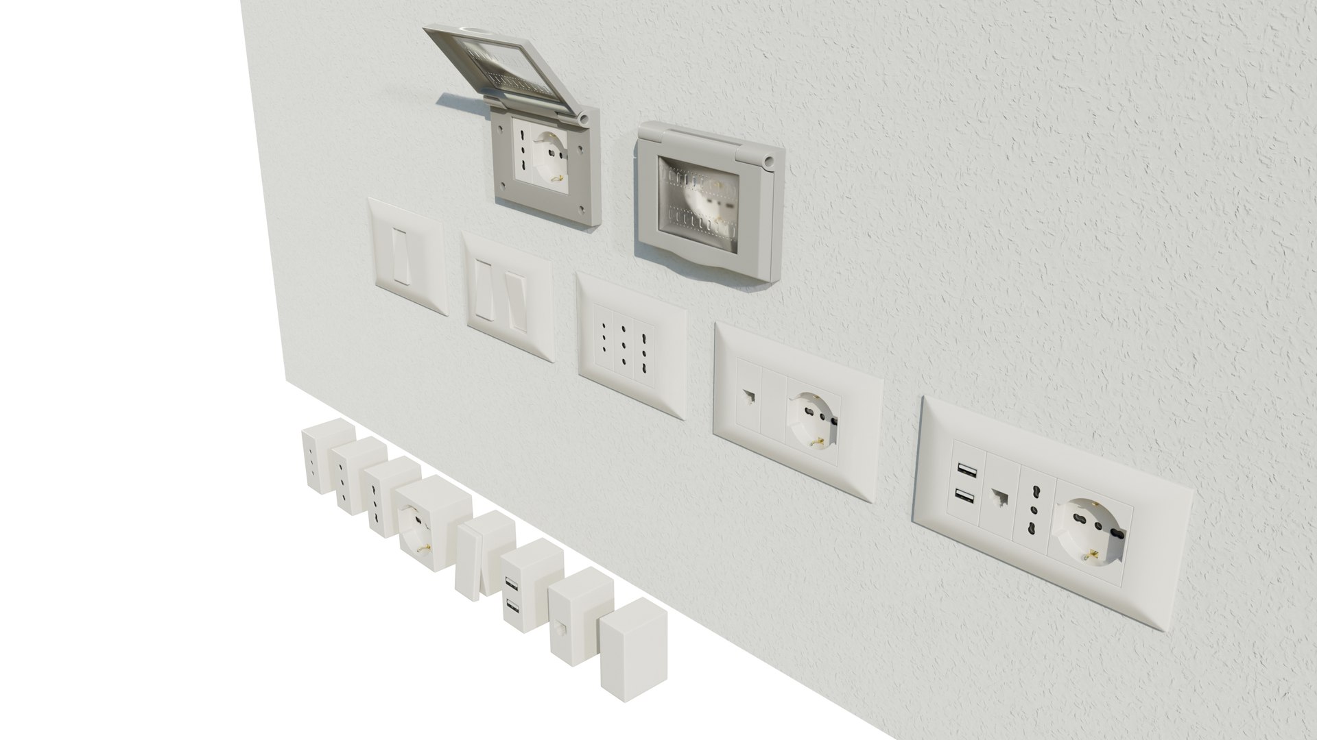 Italian Electrical Sockets Collection Model - TurboSquid 2056644