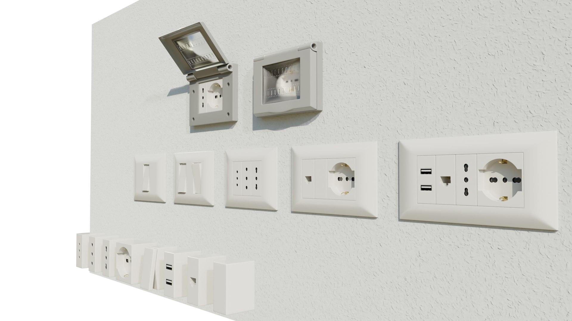 Italian Electrical Sockets Collection Model - TurboSquid 2056644