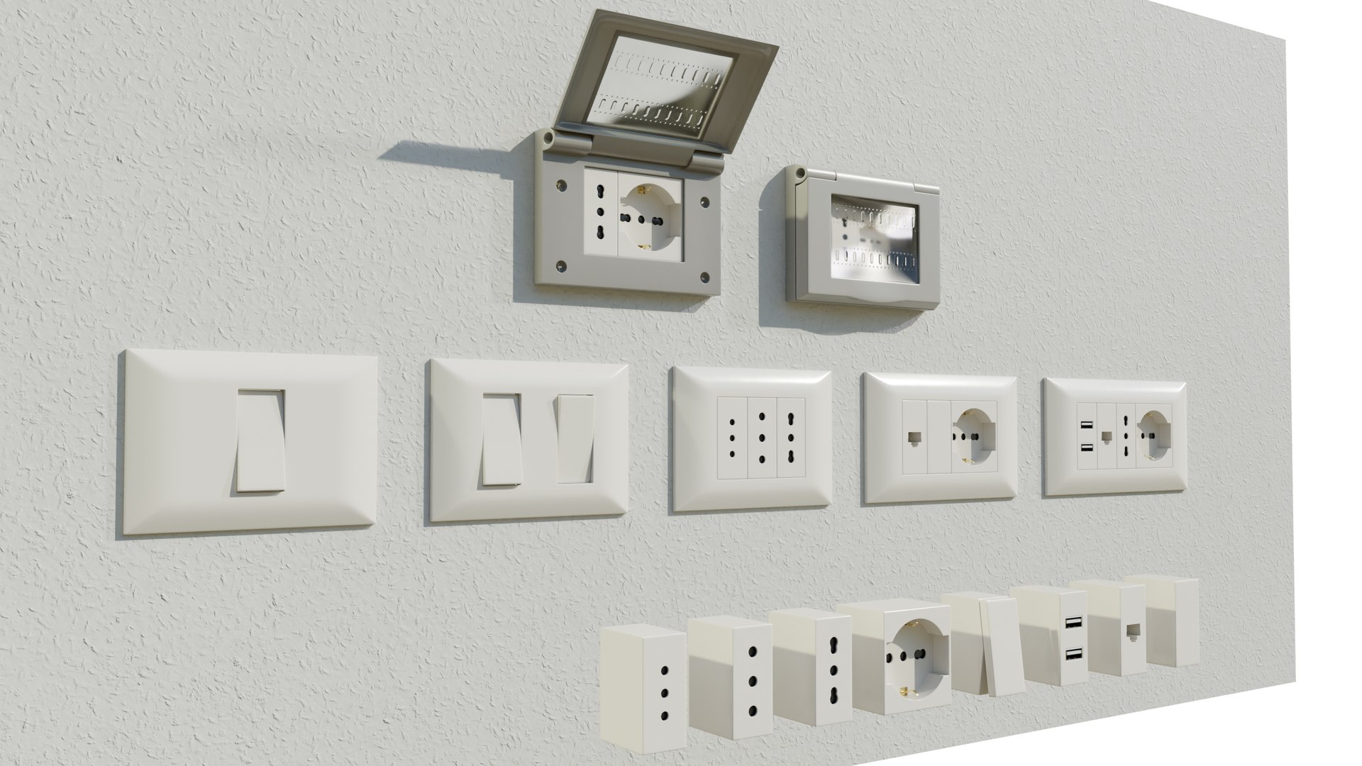 Italian Electrical Sockets Collection Model - TurboSquid 2056644
