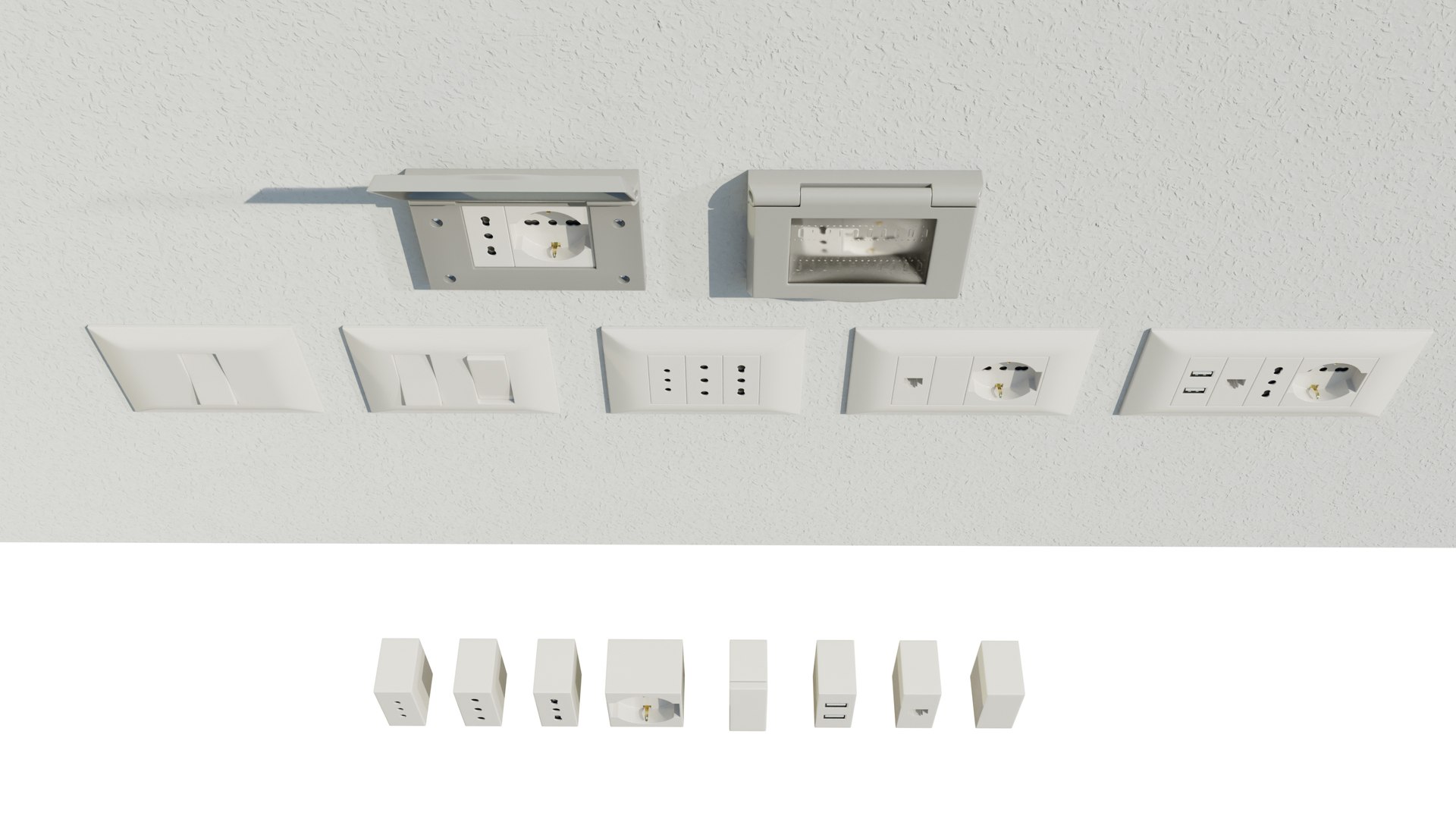 Italian Electrical Sockets Collection Model - TurboSquid 2056644