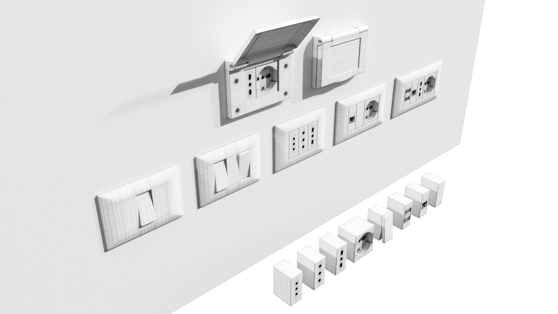 Italian Electrical Sockets Collection Model - TurboSquid 2056644