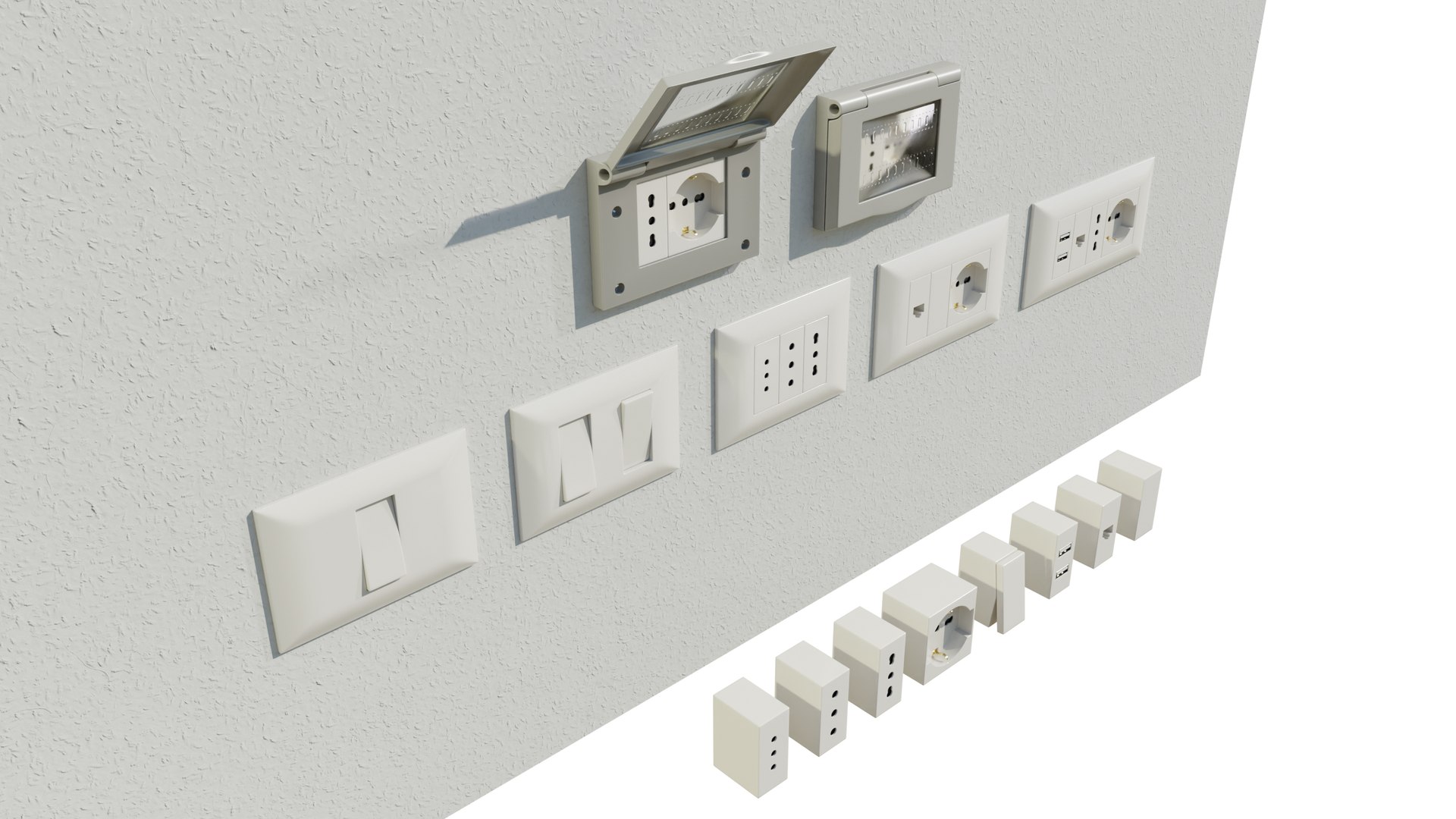 Italian Electrical Sockets Collection Model - TurboSquid 2056644