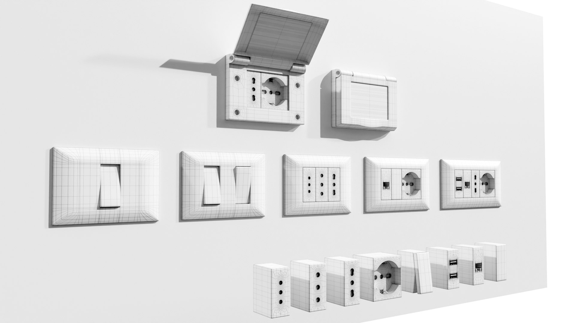 Italian Electrical Sockets Collection Model - TurboSquid 2056644