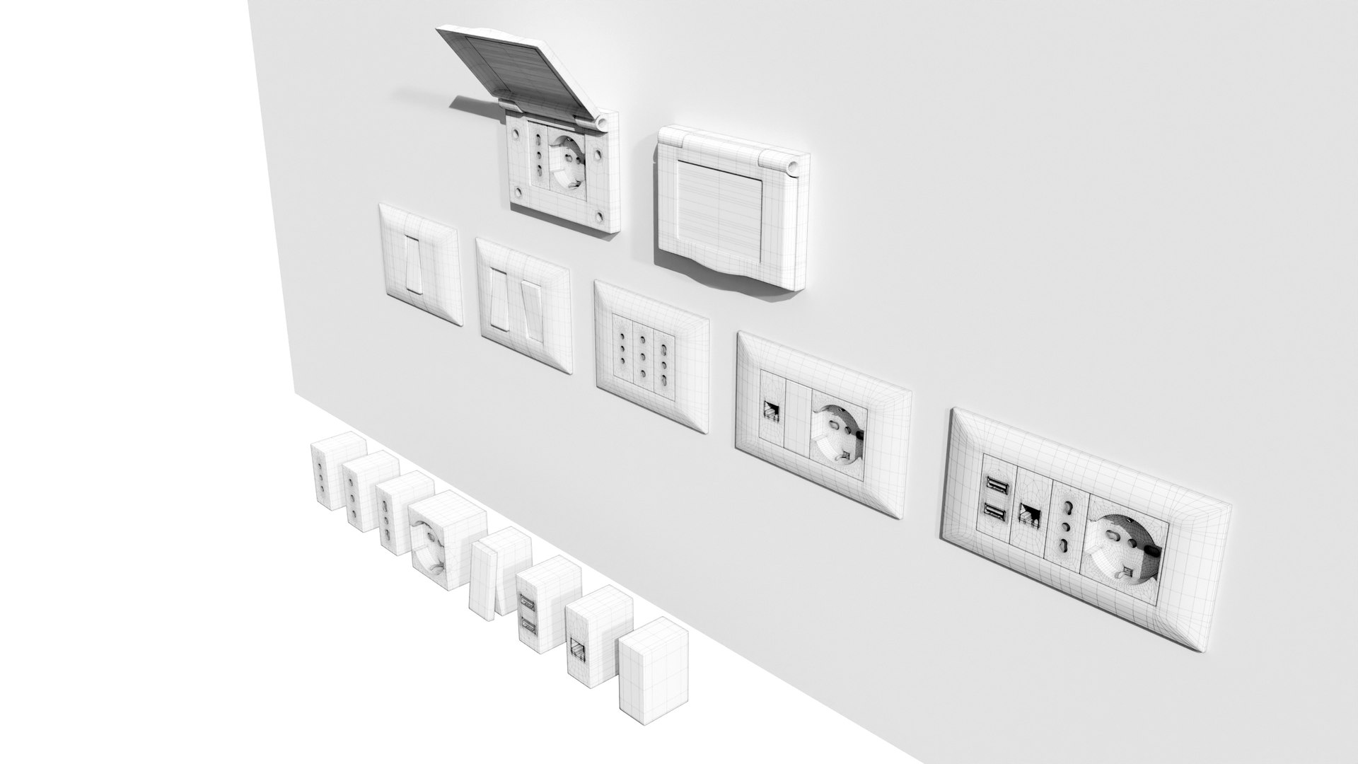 Italian Electrical Sockets Collection Model - TurboSquid 2056644
