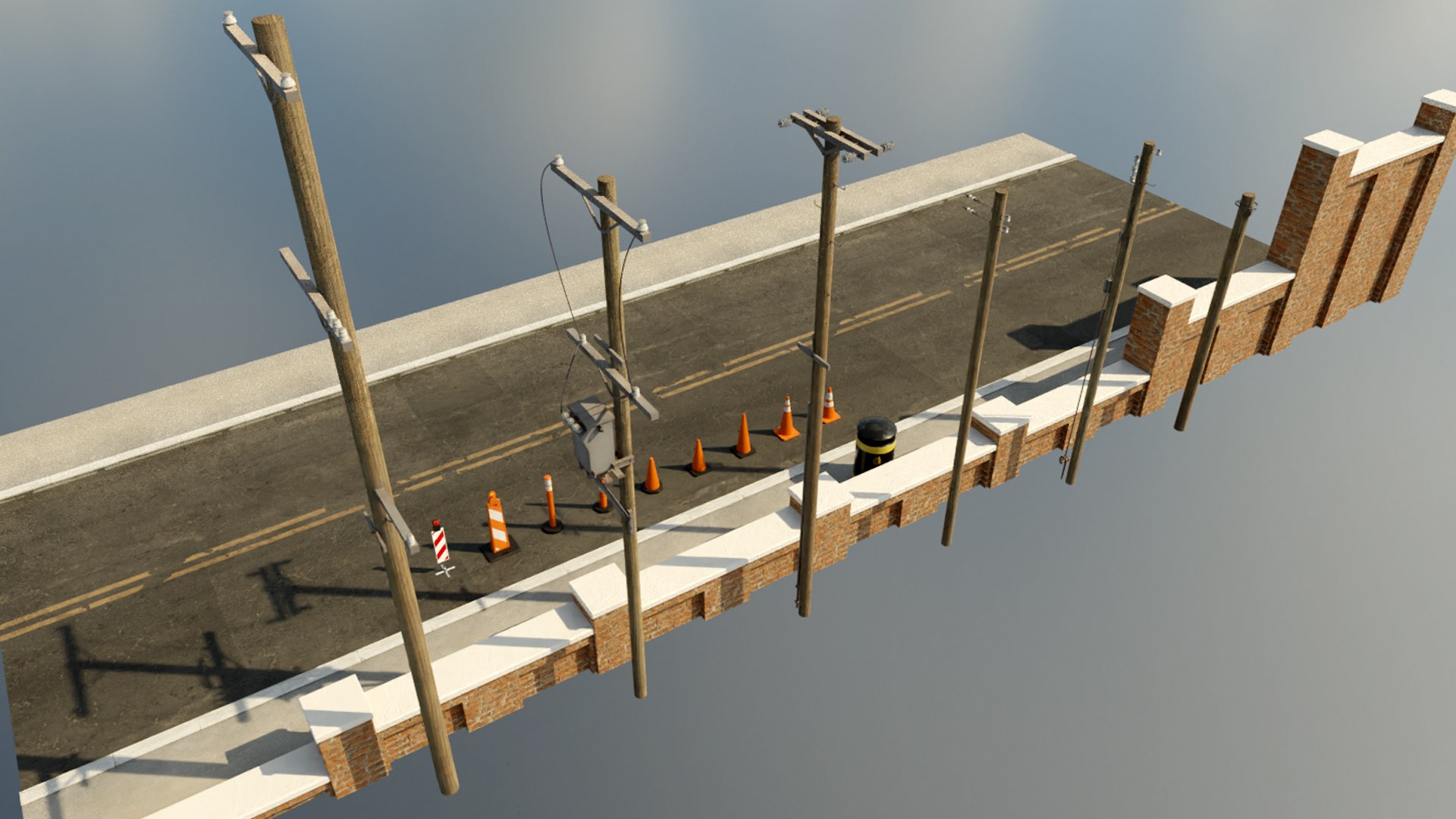 3D Utility Poles And Cones - TurboSquid 2204967