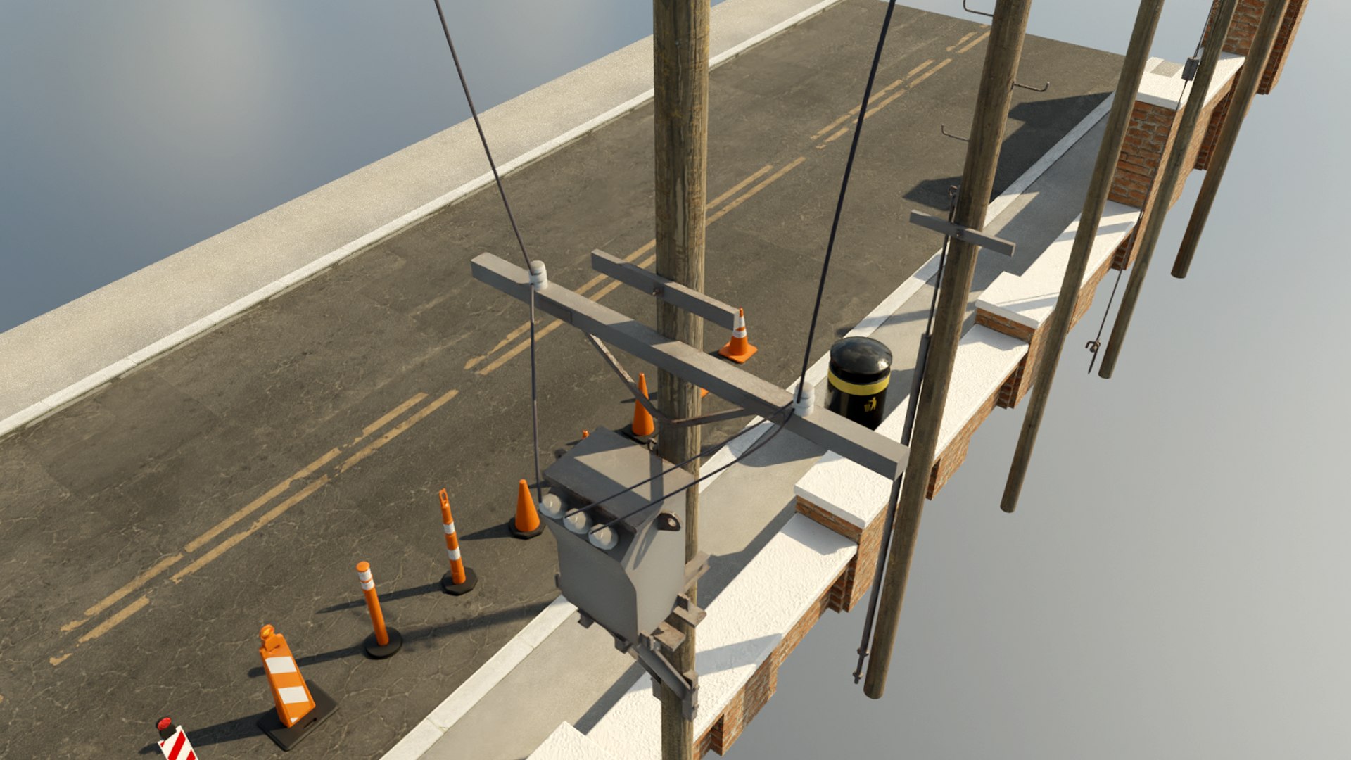 3D Utility Poles And Cones - TurboSquid 2204967