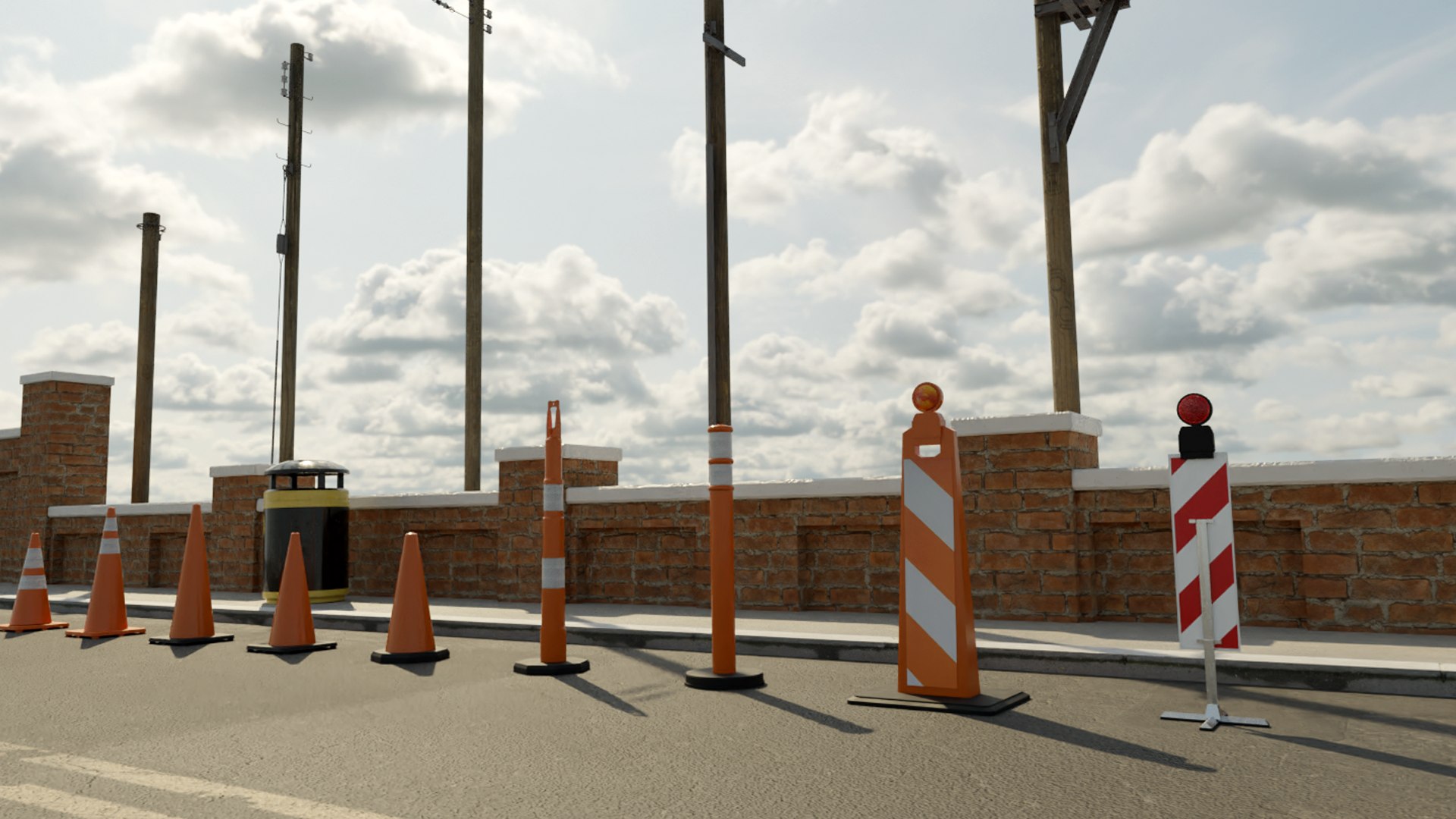3D Utility Poles And Cones - TurboSquid 2204967