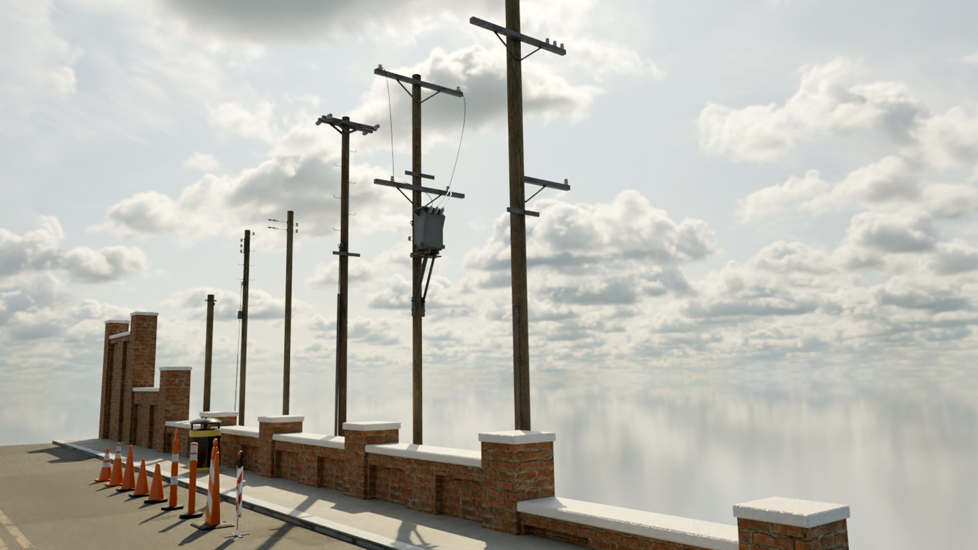 3D Utility Poles And Cones - TurboSquid 2204967