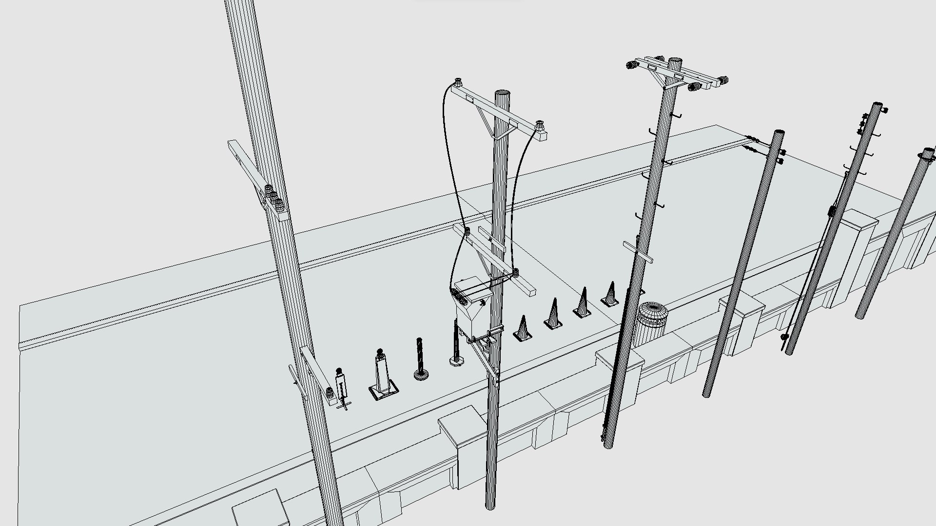 3D Utility Poles And Cones - TurboSquid 2204967