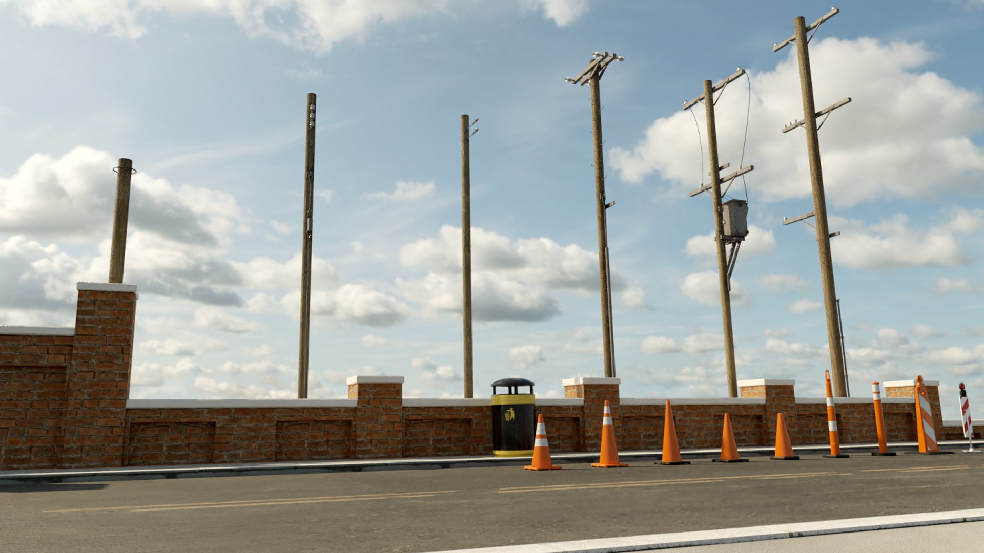 3D Utility Poles And Cones - TurboSquid 2204967