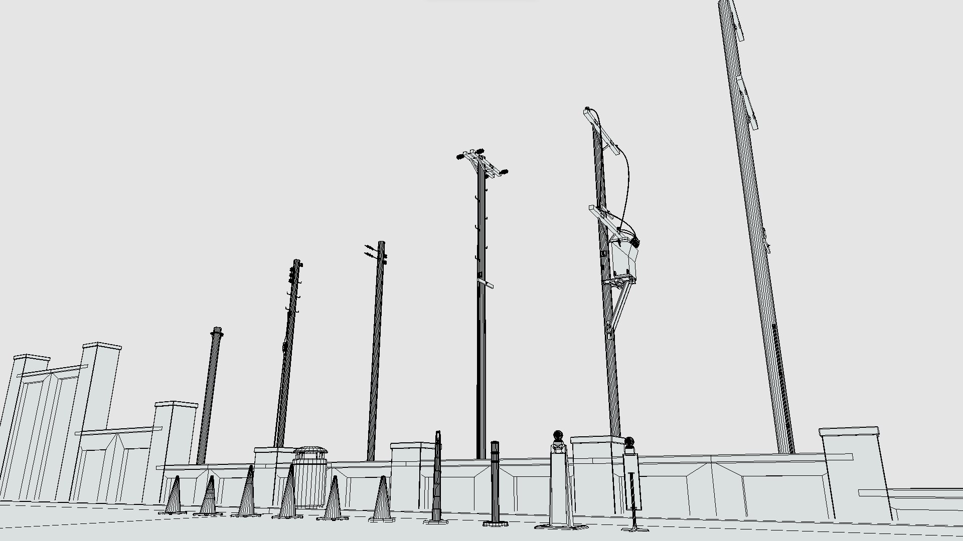 3D Utility Poles And Cones - TurboSquid 2204967