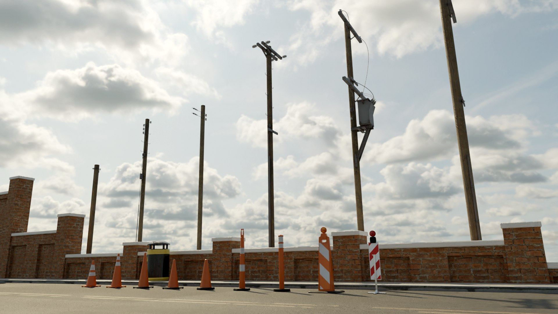 3D Utility Poles And Cones - TurboSquid 2204967