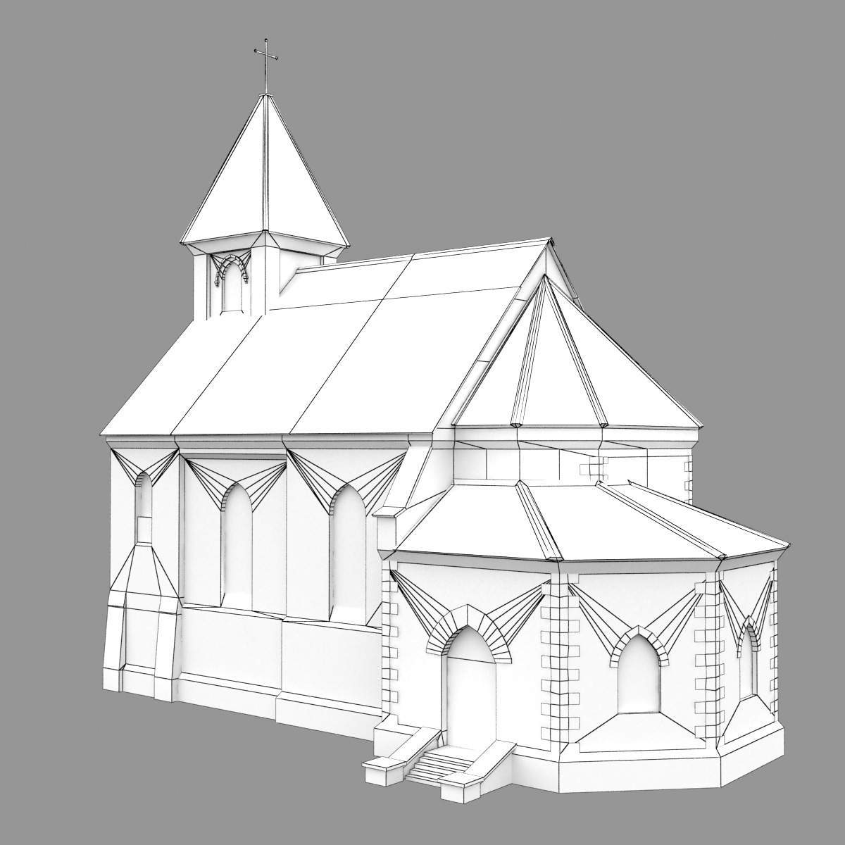 3d model of cathedral church achitecture