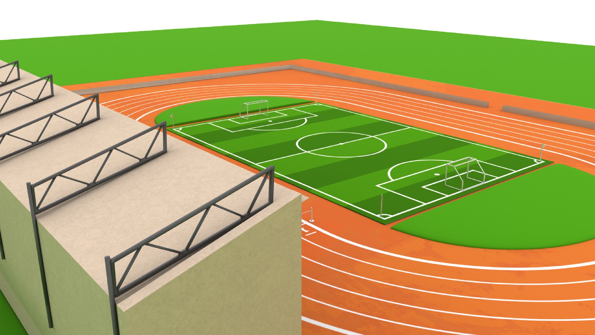 Running Track Sports Field - Low Poly Set 3D Model - TurboSquid 2051119