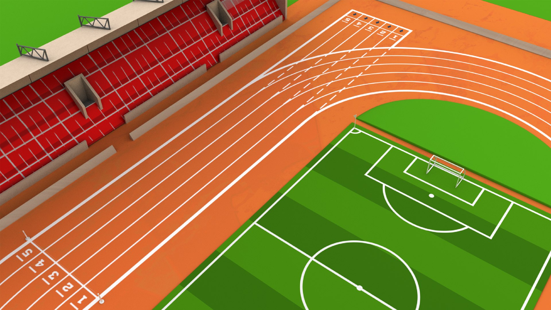 Running Track Sports Field - Low Poly Set 3D Model - TurboSquid 2051119