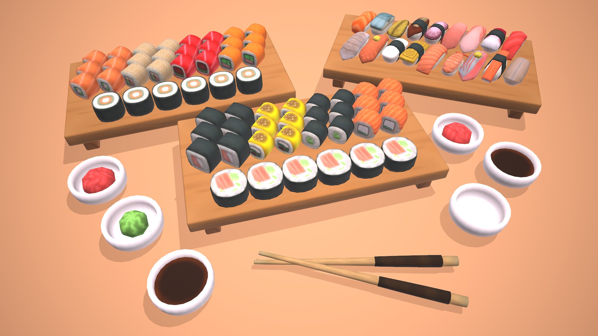 3D Model Sushi - Stylized Food Pack - TurboSquid 1900781