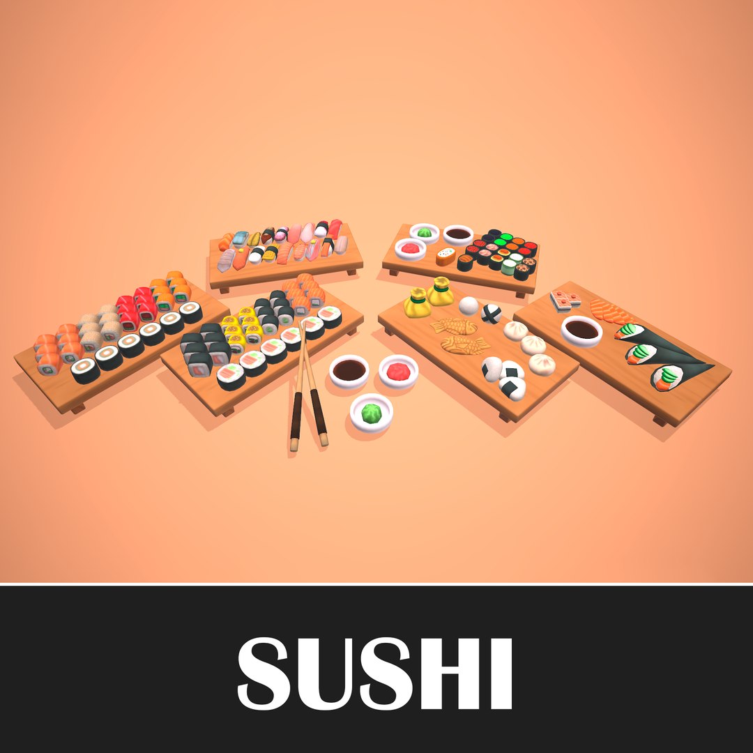 3D Model Sushi - Stylized Food Pack - TurboSquid 1900781