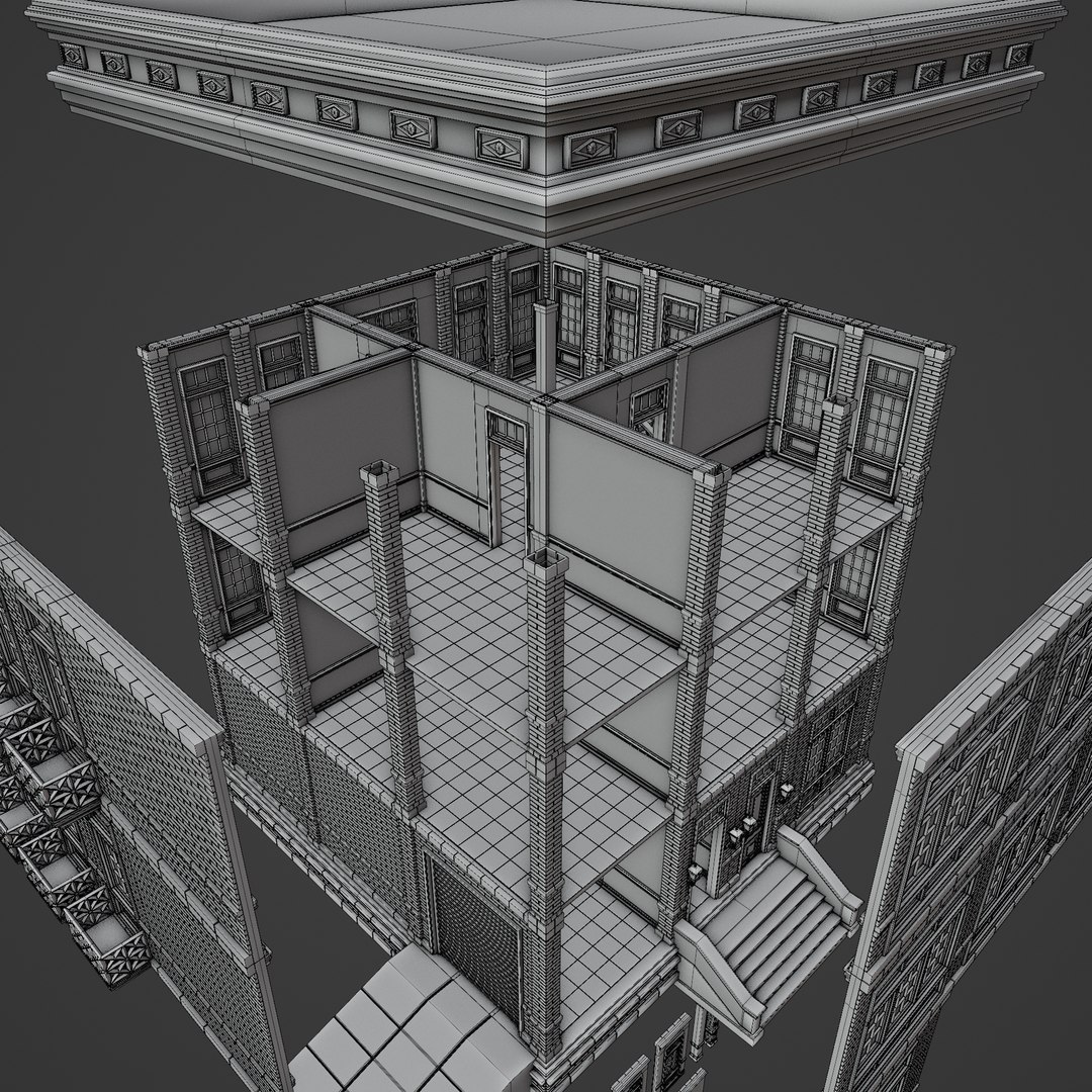 MODULAR BUILDING WITH INTERIOR KITBASH 01 3D Model - TurboSquid 2264949