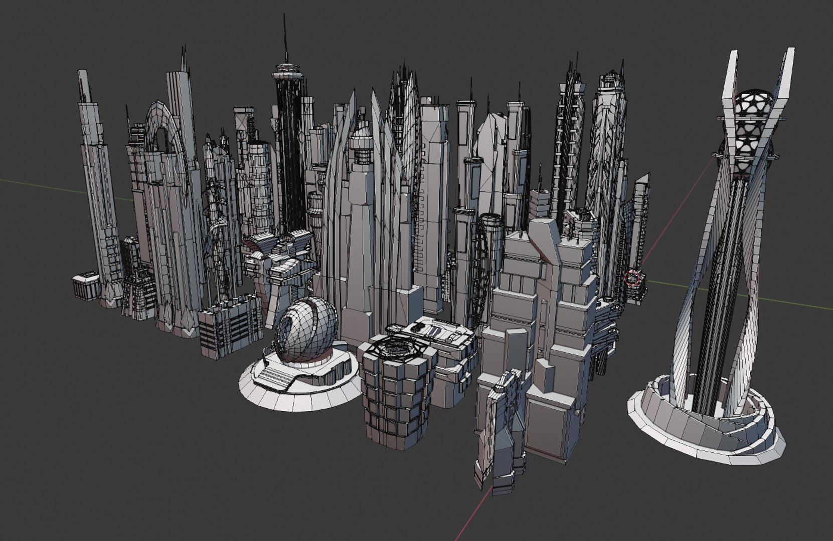 3D model city 75 buildings skyscrapers - TurboSquid 1505002